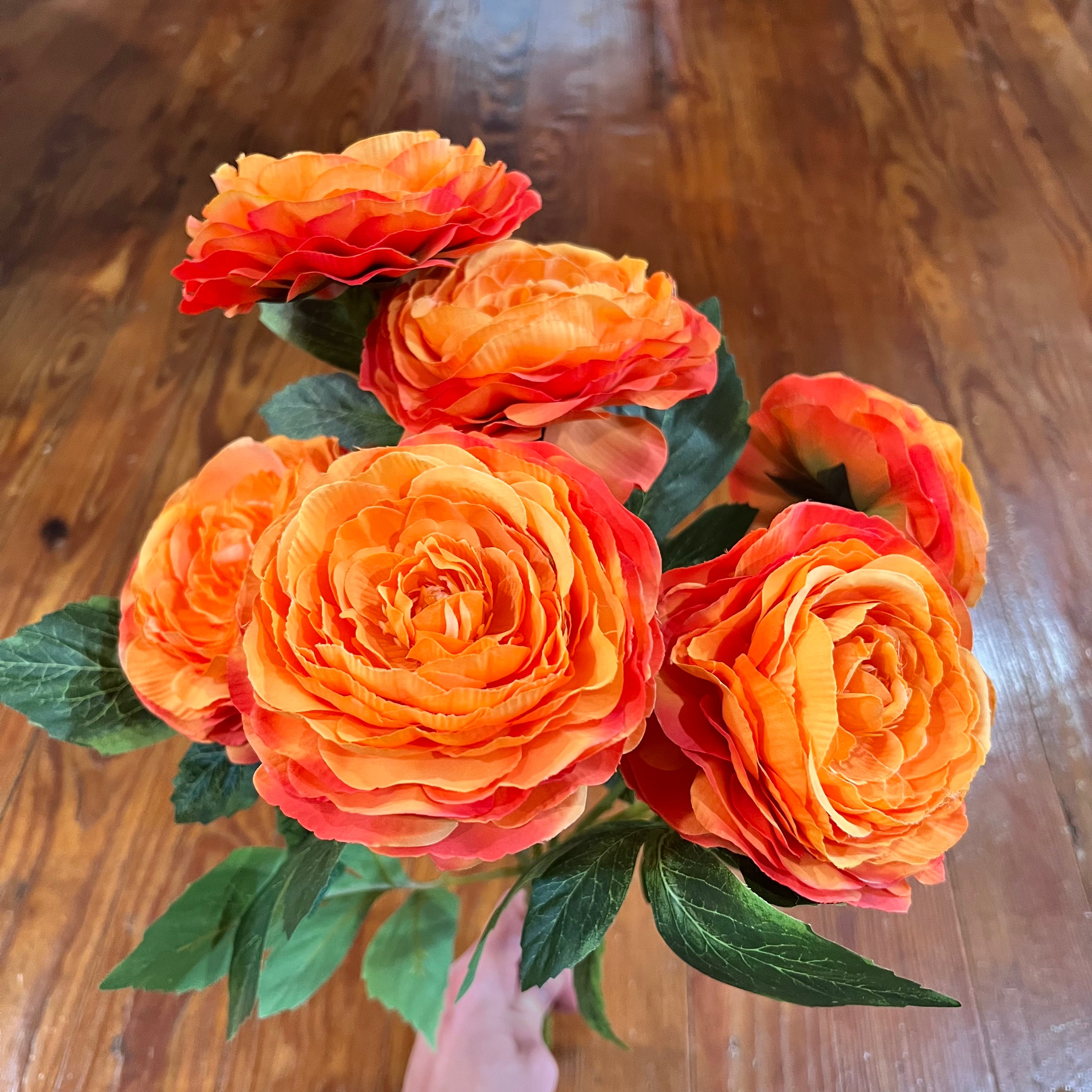 19 in orange ranunculus bush - 84894 - OR – MB Crafts