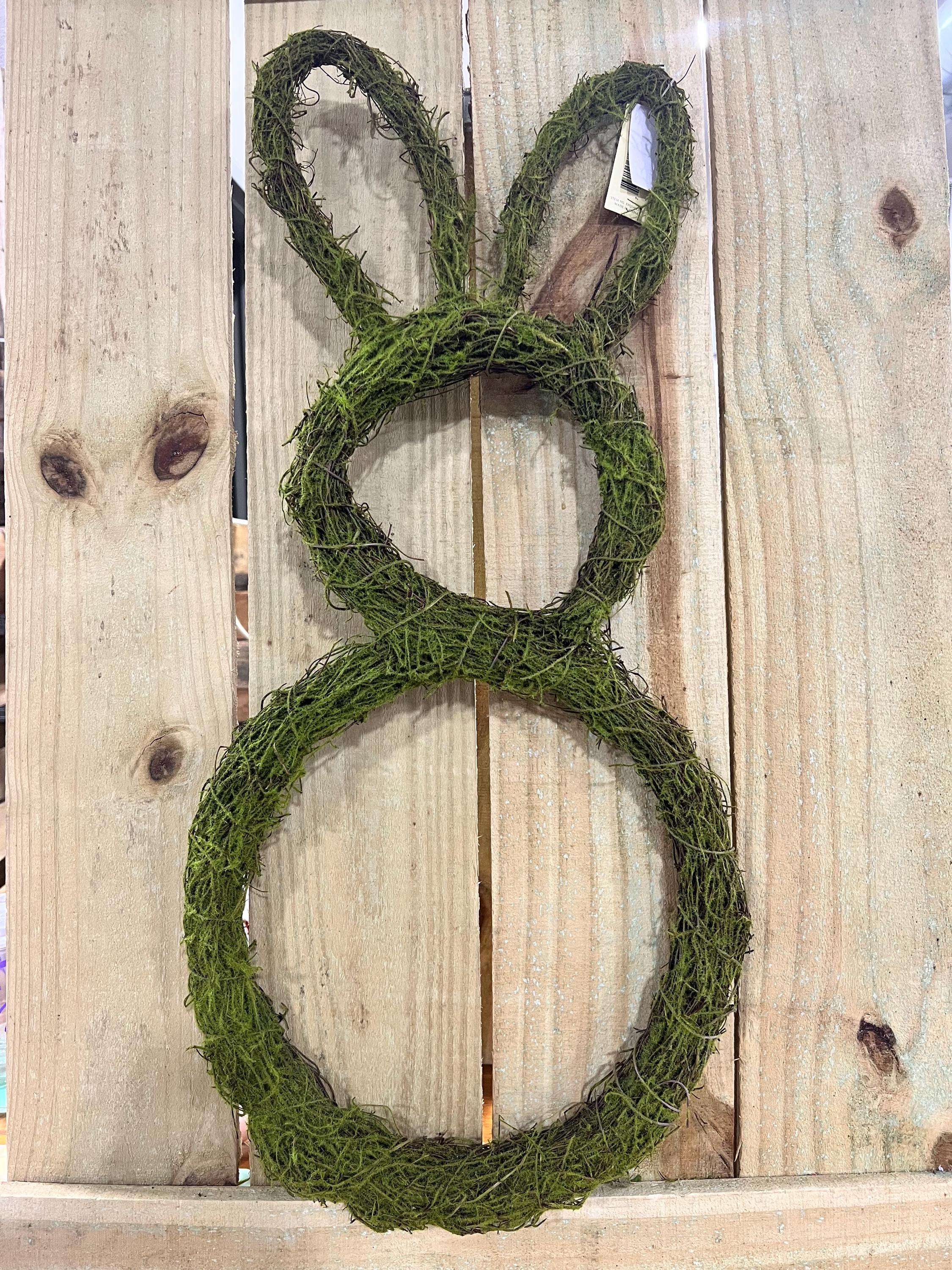 26"Hx2"W Bunny Outline Mossy Twig Wreath, bunny, wreath attachment, wr ...