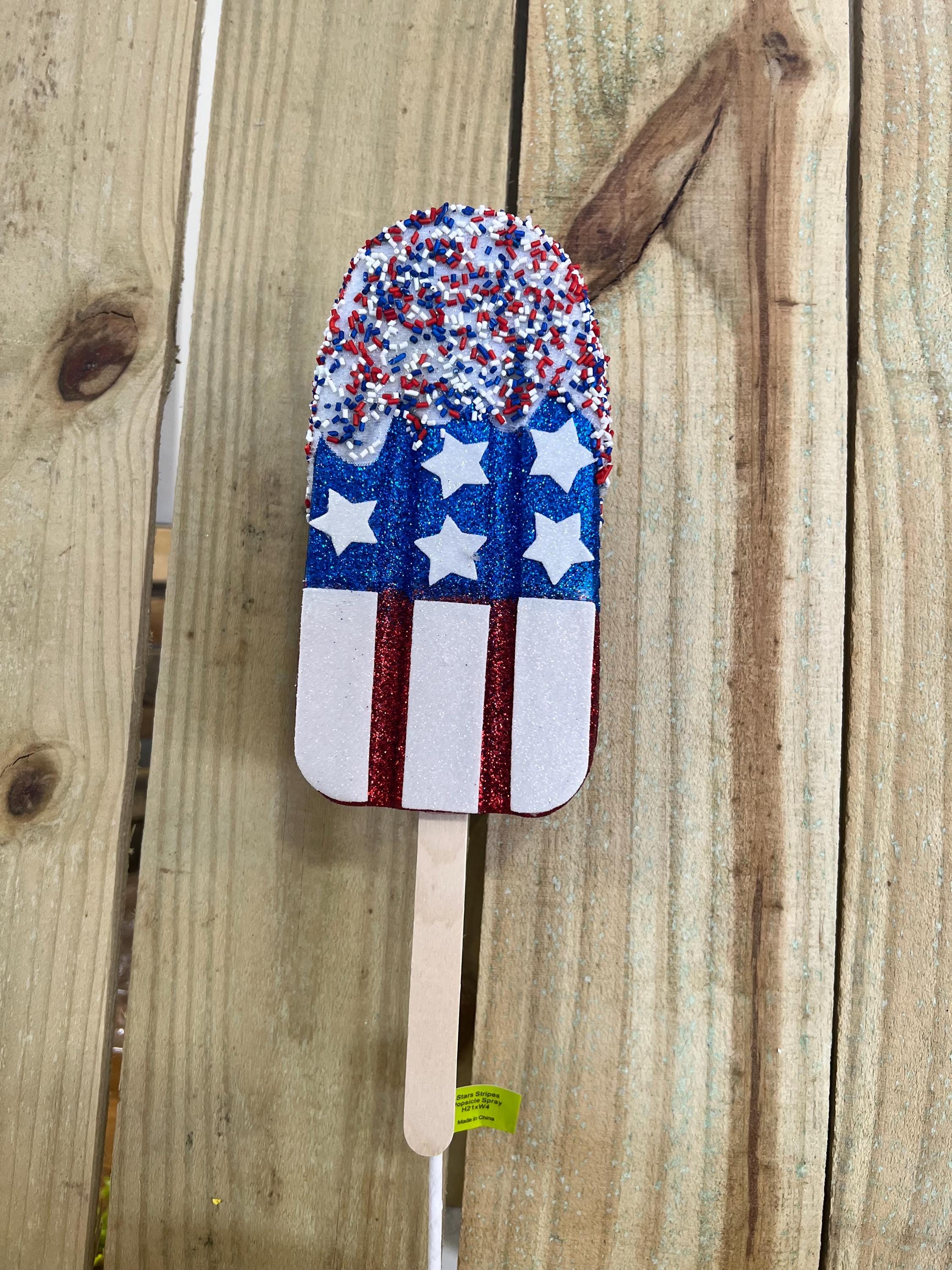 21" Patriotic sprinkle popsicle pick , wreath embellishment, USA decor ...