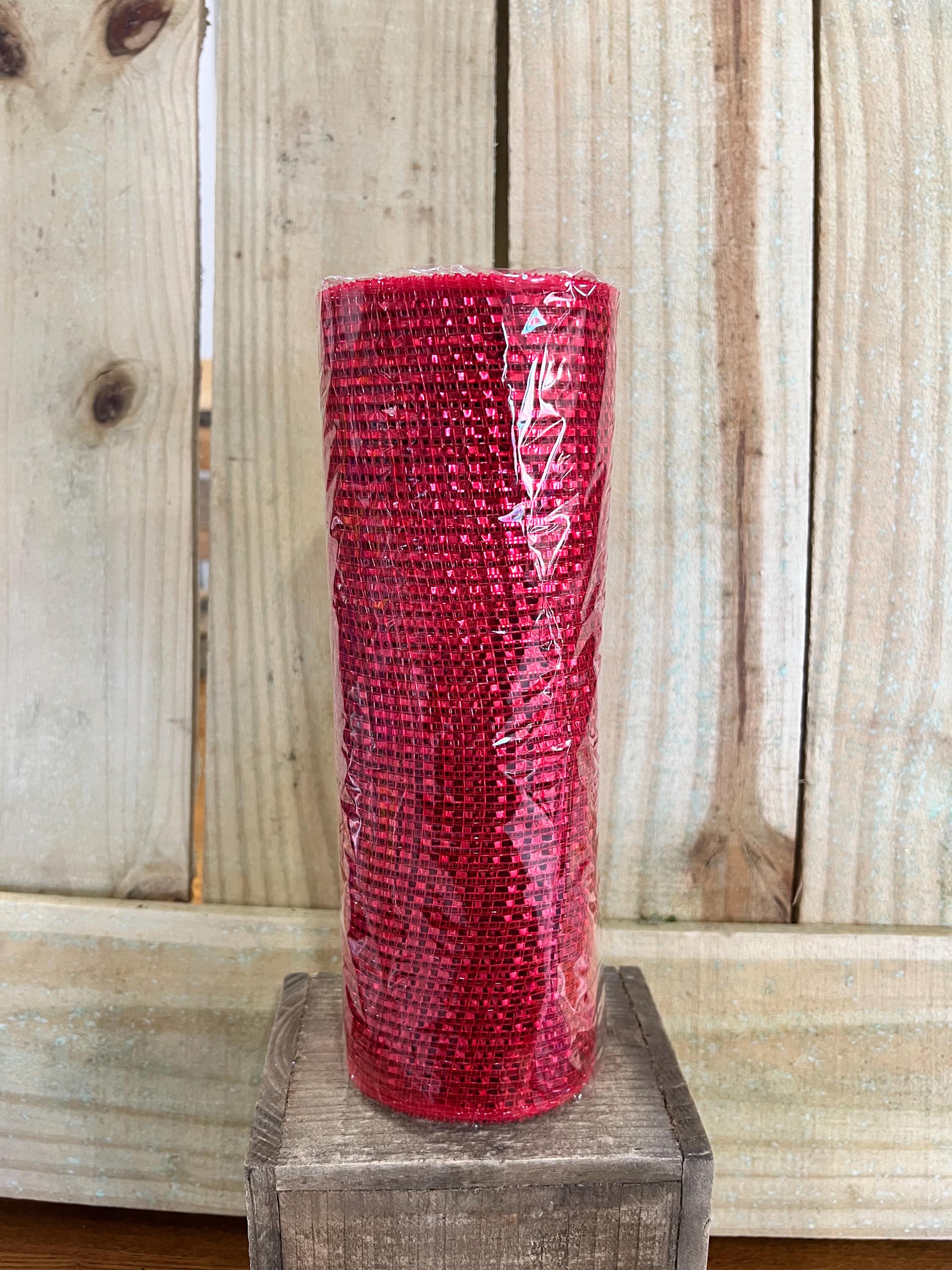 10" x 10Y red deluxe foil mesh , wreath making supplies, patriotic des ...