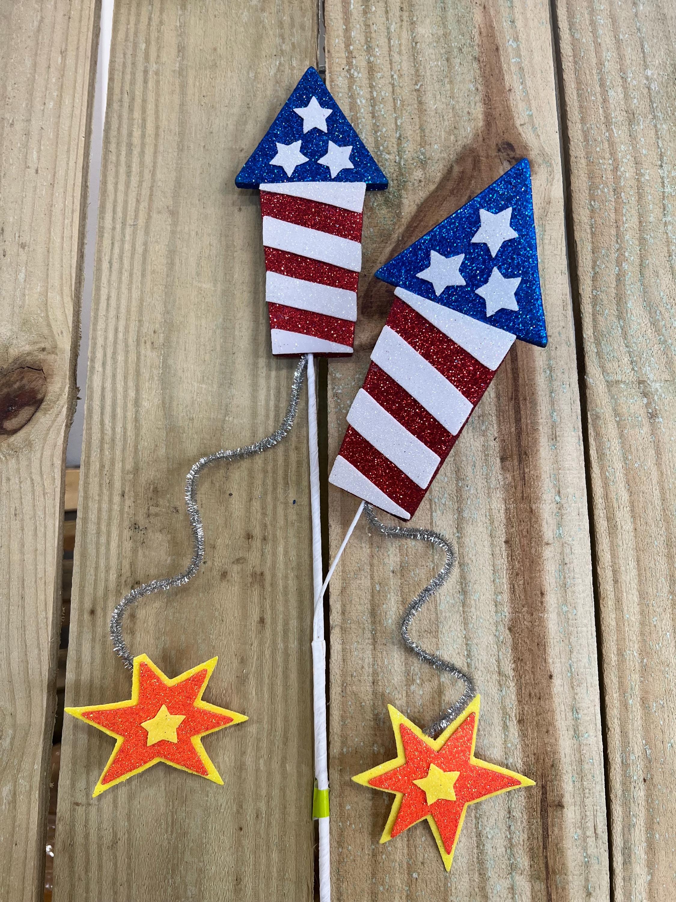 26" Patriotic firework Spray, wreath embellishment, USA decor, Patriot ...