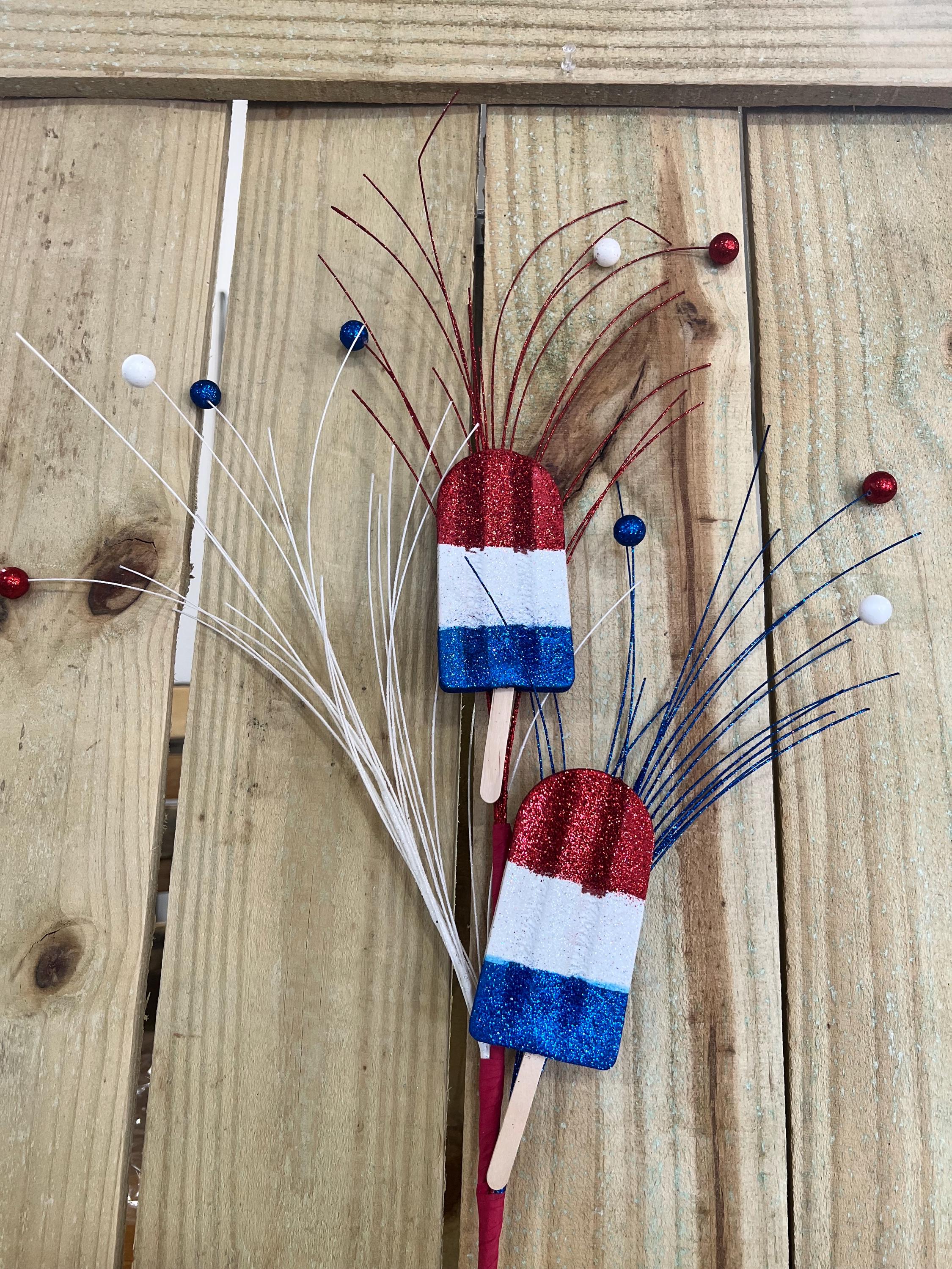 28" Patriotic popsicle Spray, wreath embellishment, USA decor, Patriot ...