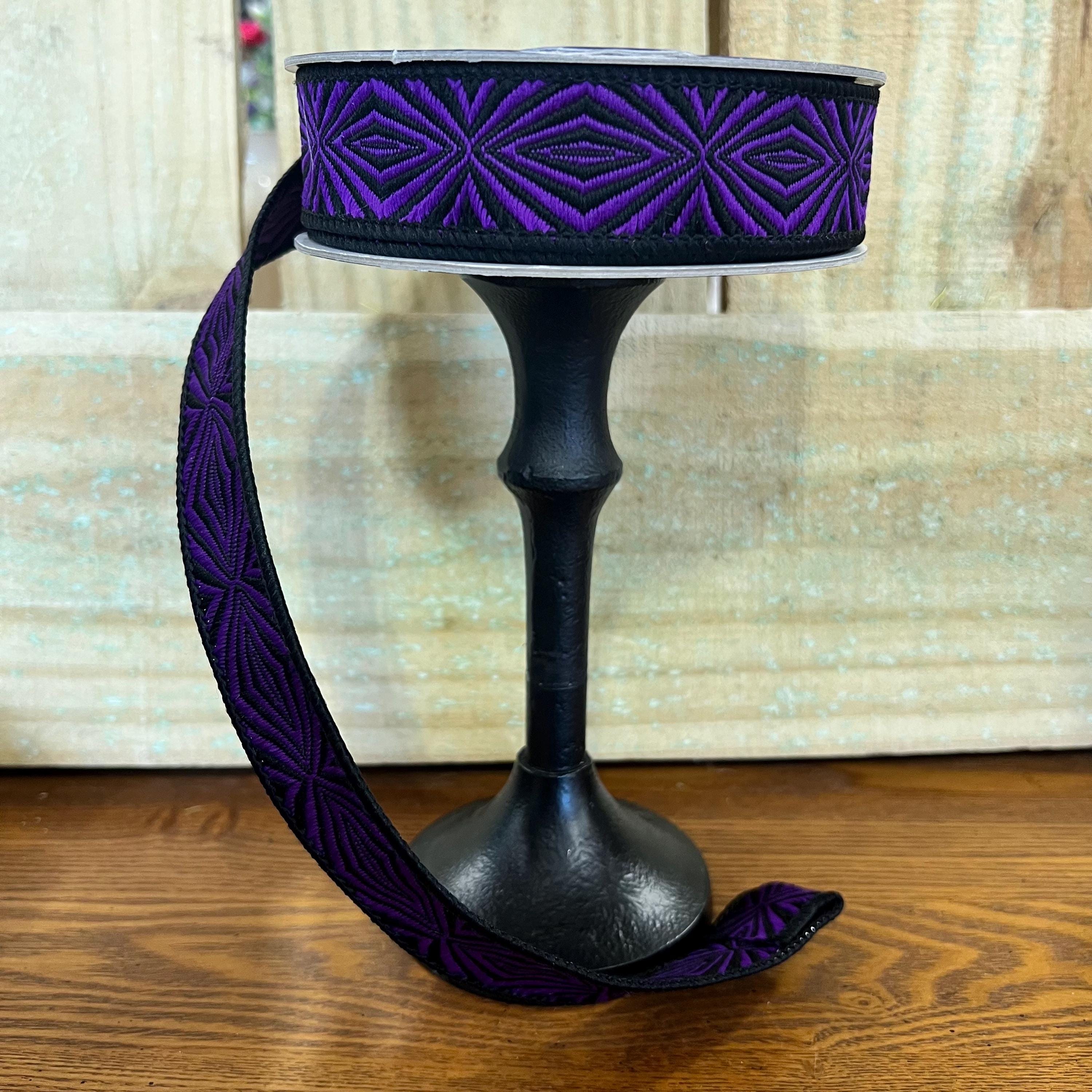 1" x 10y Black and purple cryptic spider wired ribbon, Farrisilk desig ...